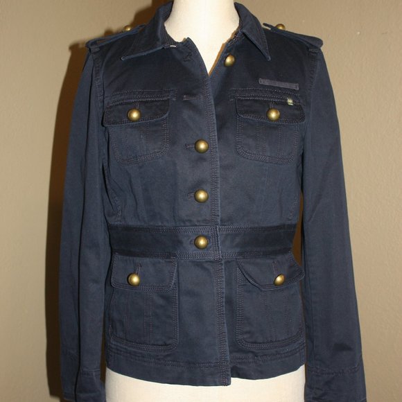 J. Crew | Jackets & Coats | Jcrew Military Navy Blue Long Sleeve Cotton ...
